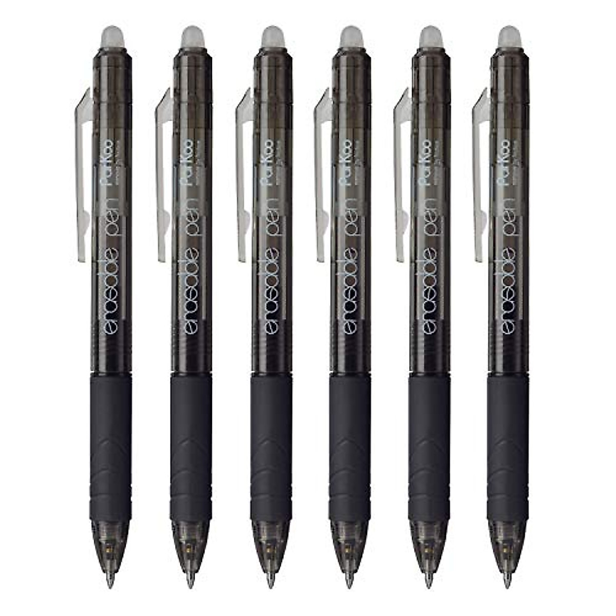 ParKoo Retractable Erasable Gel Pens Clicker, Fine Point, Make Mistake Disappear, Black Ink for Note Taking and Crossword Puzzles, 6-Pack