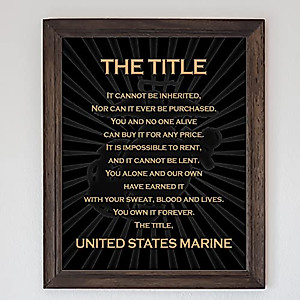 "The Title - United States Marine"- Patriotic US Marine Corps Wall Art Decor -8 x 10" Military Print -Ready To Frame. Home-Office-School Decor. Perfect Gift for Marines & Veterans. Semper Fi - Oorah!