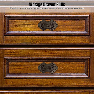 Cabinet Handles Vintage Drawer Pulls Antique Drawer Handle Retro Chinese Style Brass with 2 Screws 12.8x7cm (Bronze)