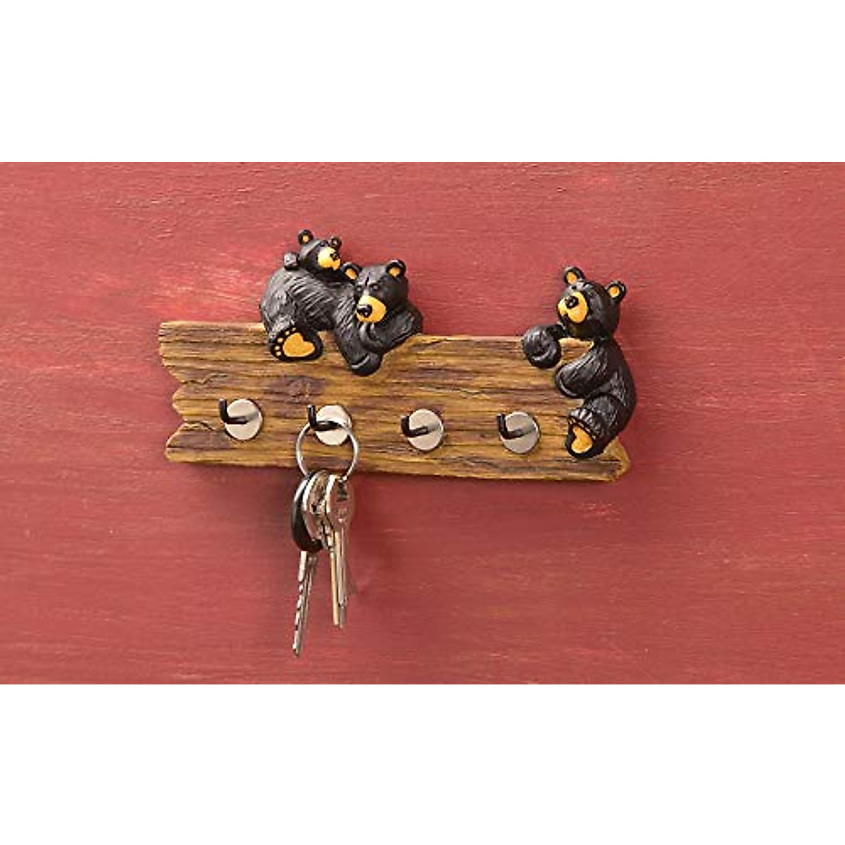 Black Bear Family 3.5 x 7.5 Hand-cast Resin Figurine Key Holder