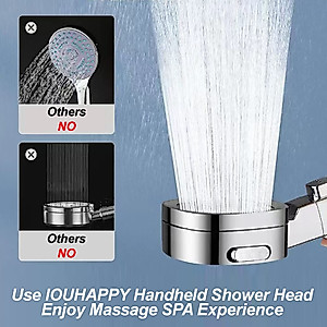 IOUHAPPY High Pressure 4-mode Handheld Shower Head Filtered Shower Head, One-key Stop Water Shower Heads with Handheld Spray, Extra Long 79 Inch Stainless Steel Hose, Wall & Overhead Brackets