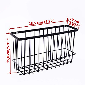 Over the Cabinet Door Organizer Holder, EINFAGOOD Wall Basket No Drilling with Adhesive Pads, 2 Pack Black(Door Baskets)