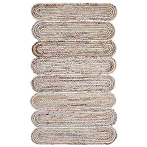 SAFAVIEH Cape Cod Collection Accent Rug - 4' x 6', Ivory & Multi, Handmade Braided Jute & Cotton, Ideal for High Traffic Areas in Entryway, Living Room, Bedroom (CAP208A)