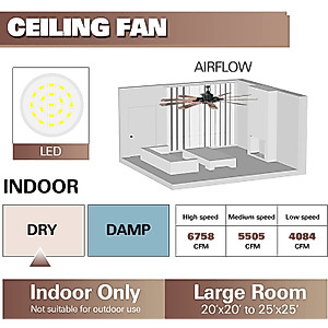 hykolity Ceiling Fan with Light and Remote 65 inch Farmhouse Large Ceiling Fan, Reversible Motor and Blades, 5CCT Selectable, for Living Room Basement Sunroom Porch Patio, 6-Speed Remote Control