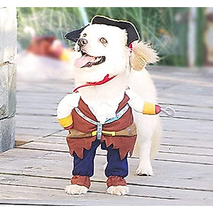 Pet Dog Cat Halloween Pirate Costume with Hat Cape Halloween Costumes for Cats Small Dogs Outfit Cosplay Party Dressing up Apparel (Small)