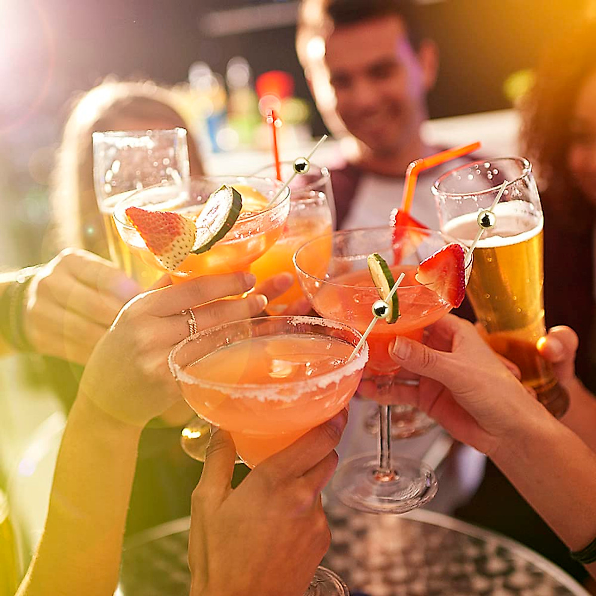 120PCS Cocktail Picks Toothpicks for Appetizers Cocktail Picks for Drinks Bamboo Toothpicks Cocktail Toothpicks Fancy Toothpicks for Appetizers Pink Pearl Toothpicks for Food Long Toothpicks 4.7Inch