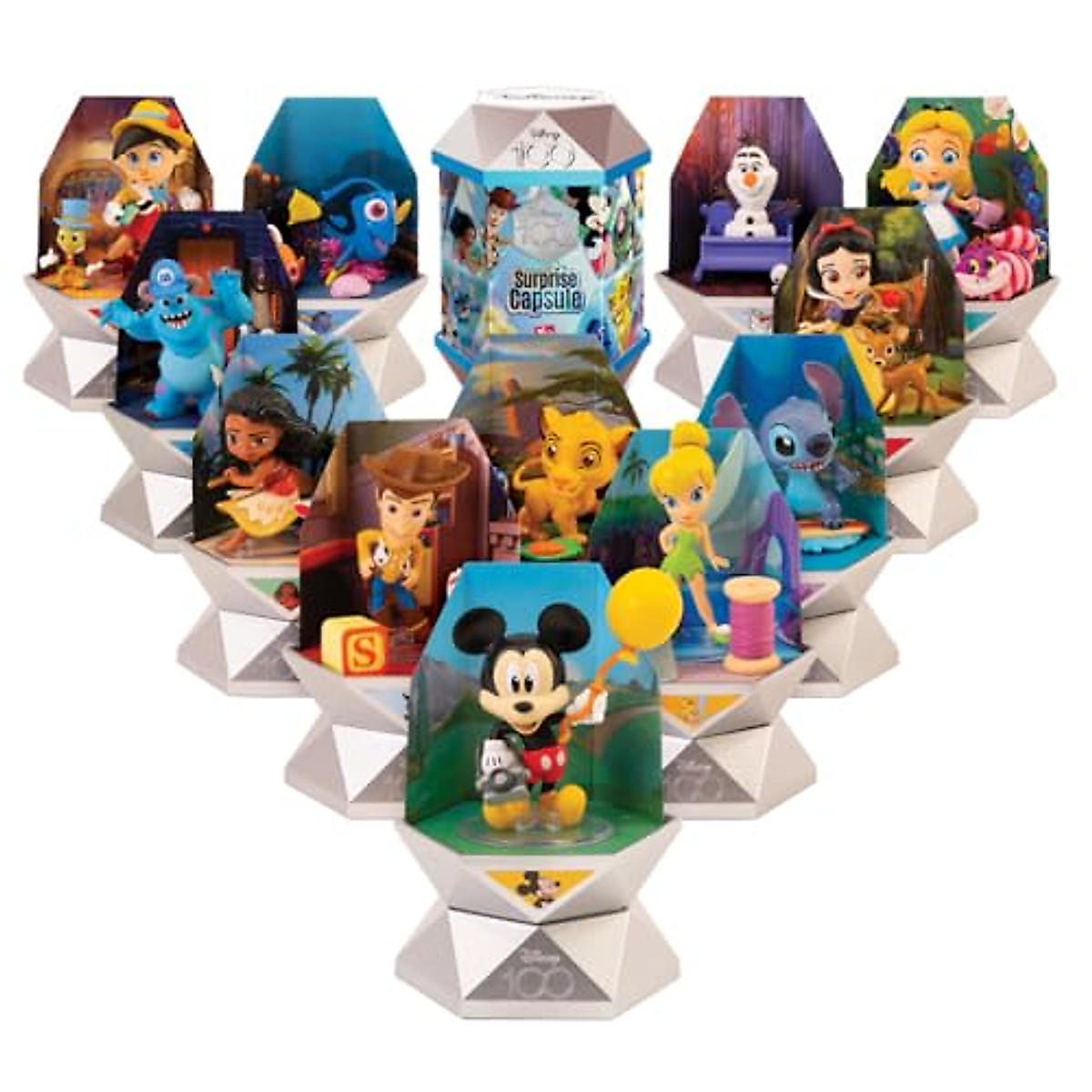 YuMe Disney 100 Mystery Capsules - Rare Pixar & Disney Vinyl Figurines, Series 1 Blind Bag Collectibles 12 Pack