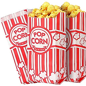300 Pieces Paper Popcorn Bags 1 Oz Popcorn Container Red and White Concession Stand Supplies Movie Theme Party Supplies Popcorn Holder