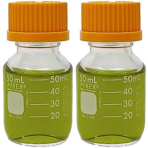 Corning PYREX #1395-50, 50mL Round Media Storage Bottles, with GL32 Screw Cap (Pack of 2)