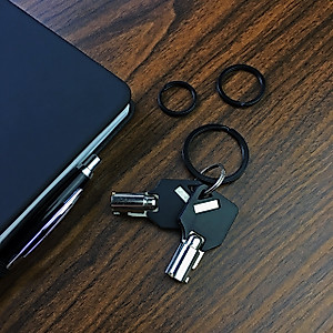 Flat Key Rings Key Chain Metal Split Ring 36pcs (Round 3/4 Inch, 1 Inch and 1.25 Inch Diameter), for Home Car Keys Organization, Electroplated Black