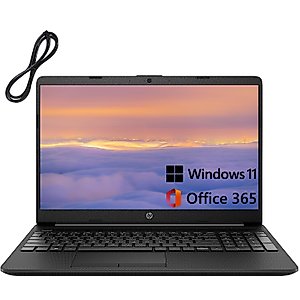 HP 15 15.6" Laptop Computer, Intel Pentium Silver N5030 Quad-Core up to 3.1GHz, 16GB DDR4 RAM, 1TB PCIe SSD, 802.11AC WiFi, Bluetooth, 1-Year Office 365, Black, Windows 11 Home S, BROAG Cable