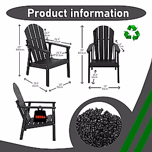 FOLAWO Adirondack Chair Set of 4 HDPE Weather Resistant Outdoor Adirondack Chair Fire Pit Chair for Deck, Garden, Backyard,Lawn