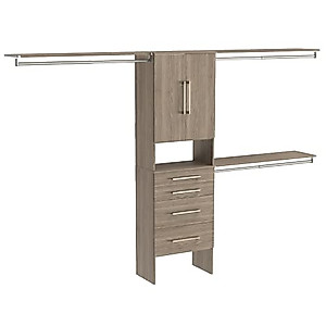 ClosetMaid 1936340 SuiteSymphony Modern 25-Inch Closet Organizer with Shelves, 2-Doors and 4-Drawers, Natural Gray