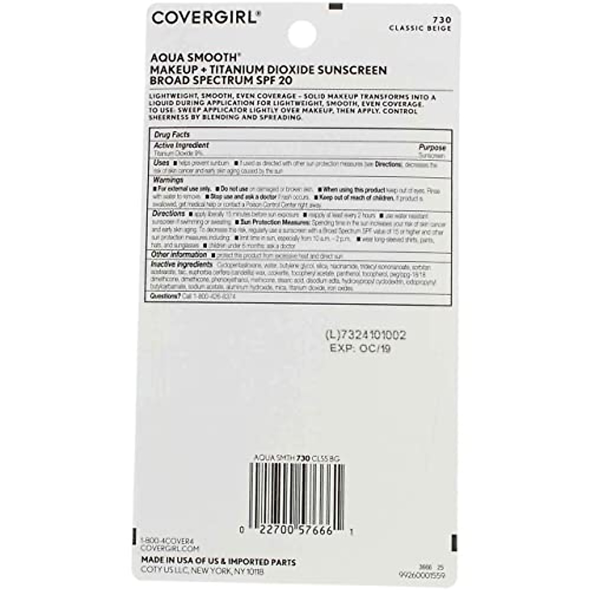 Cover Girl 57666 730clsbei Classic Beige Aqua Smoothers Make Up