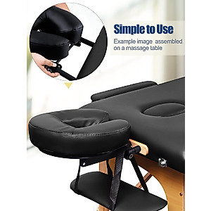 EBANKU Black Universal Adjustable Face Cradle Massage Table Bed, Lightweight Aluminum Face Cradle and Pillow 3" Foam Set