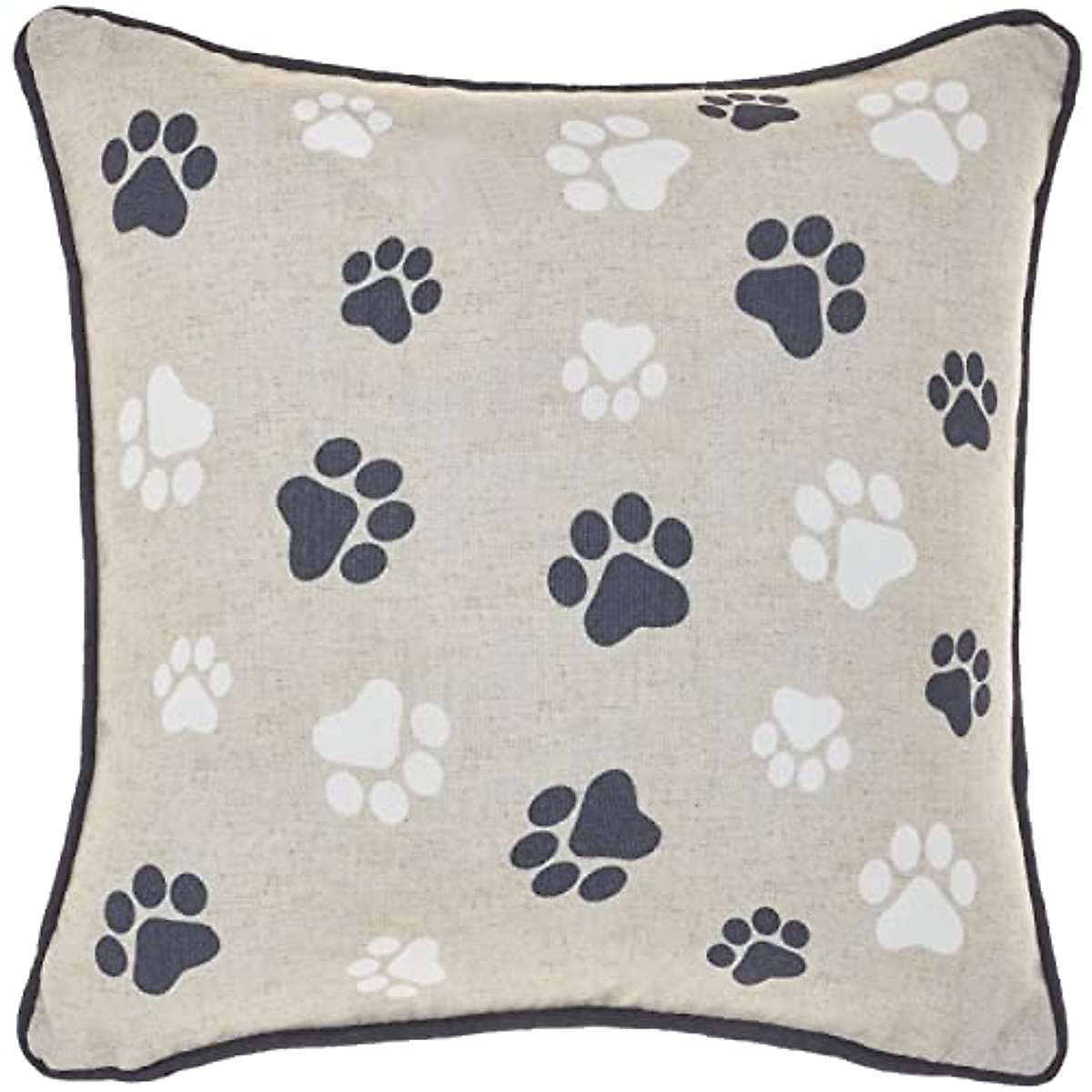 Mina Victory Pet Beds & Houses Emb Paw Prints Black 14" x 14" Throw Pillow
