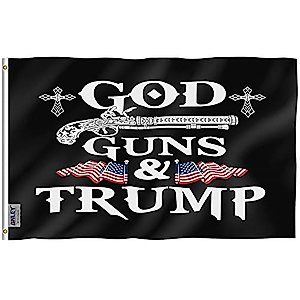 Anley Fly Breeze 3x5 Foot God Guns and Trump Flag - Canvas Header and Double Stitched - 2nd Amendment Trump Flags Polyester with Brass Grommets 3 X 5 Ft