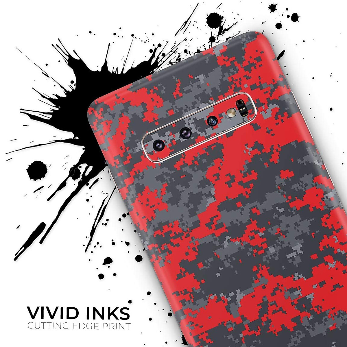 DesignSkinz Red and Gray Digital Camouflage Protective Vinyl Decal Wrap Skin Cover Compatible with The Samsung Galaxy S20 (Screen Trim & Back Glass Skin)