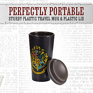 Paladone Hogwarts Crest Plastic Travel Mug - Officially Licensed Harry Potter Merchandise