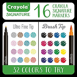 Crayola Brush & Detail Dual Tip Marker Set (32ct), Adult Coloring Markers, Gifts for Teens & Adults