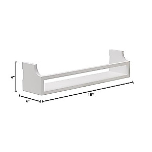 MELANNCO Floating Curve Wall Shelves with Rail for Nursery, Bedroom, Living Room, Kitchen, Set of 2, White