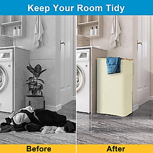 Laundry Basket, Zekeson 100L Collapsible Laundry Hamper with Removable Inner Bag for Clothes and Toys Storage in Bedroom Bathroom Children's Room (Beige)