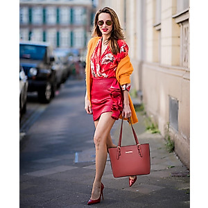 2pcs Tote Handbag Purse Set for Women Large Fashion Satchel Shoulder Laptop Bag MWC2-H030RD