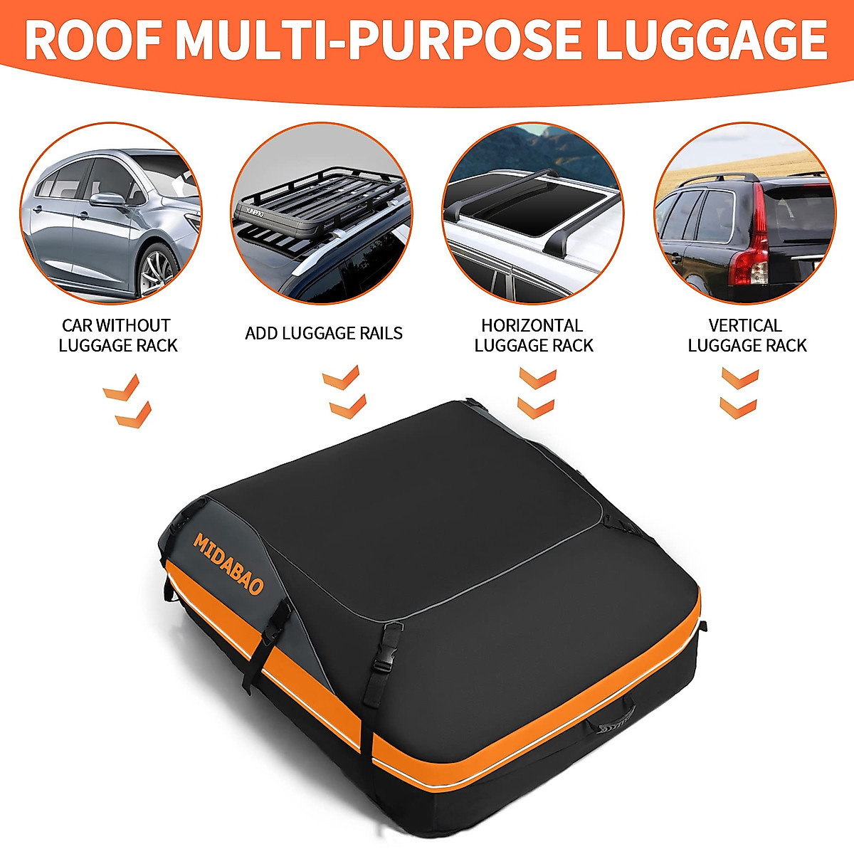 MIDABAO 21 Cubic Waterproof Duty Car Roof Top Carrier-Car Cargo Roof Bag Car Roof Top Carrier ，Includes Anti-Slip Mat