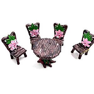 6PCS Miniature Table and Chairs Set, Fairy Garden Furniture Ornaments Kit for Dollhouse Accessories Home Micro Landscape Decoration