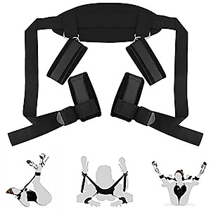 Double Couple BDSMS Bed Restraints Kit Sex Toys Wrist Leg Restraint Straps Hand & Ankle Cuffs Adults Bed Sex Bondage Restraints Set Sex Play for Couples