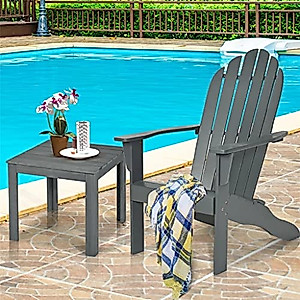 WYFDP Outdoor Chairs Solid Wood Patio Garden Terrace Furniture Grey