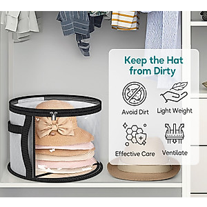 AOODA Oversized Clear Hat Storage Bag for Women, Holds up to 7 Caps Cowboy Hat Organizer for Closet, Wide Brims Hat Case with Carrying Handles (Grey)