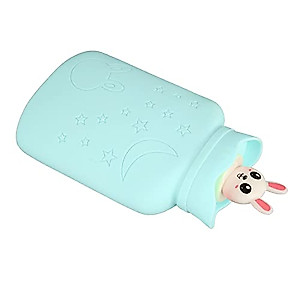 Silicone Hot Water Bottle, Beautiful Microwave Heating, Explosionproof, High Temperature Resistant, Hot Compress Hot Water Bottle (Blue)