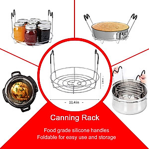 Canning Supplies Starter Kit, 304 Stainless Steel Canning Set Tools: Rack, Canning Funnel, Jar Lifter, Wrench, Tongs, Lid Lifter, Bubble Popper - Red 7 Piece