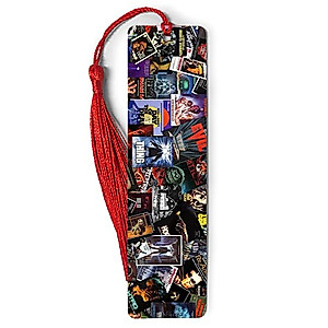 Bookmarks Ruler Metal Scary Bookography Movie Measure Collage Tassels Bookworm for Markers Gift Bookmark Bibliophile Reading Christmas Ornament Book