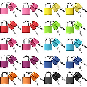 20 Pieces Mini Padlock Suitcase Locks 1.25''with Keys Multicolor Keyed Padlock Metal Small Luggage Lock Keyed Padlocks for Gym Locker, Backpack, Box Laptop Bag (Colorful)