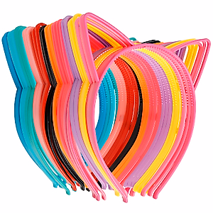 COCIDE 36Pcs Cat Ears Headbands Plastic Taylor Party Decorations Kitty Headbands for Girls Gabby Party Favors Birthday Supplies for Women Halloween Hair Accessories Hair Hoops Costume