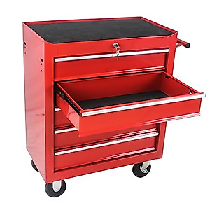 CuisinSmart Tool Chest,5 Drawers Multifunctional Tool Cart with Wheels,Metal Rolling Tool Cart Storage for Garage Workshop Warehouse Repair Shop,red