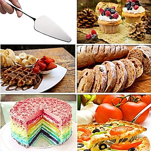 Cake Server Set Wedding Pie Cutting Set 6 Pcs Pizza Server Stainless Steel Pie Cutter with Smooth Edge and Exquisite Pattern for Pastry Dessert Pizza, Silver