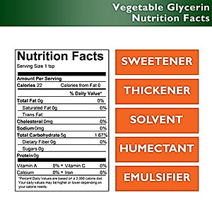 Glycerin Vegetable - 1 Gallon (10.75 lbs or 172oz net wt) - Non GMO - RSPO - Sustainable Palm Based - USP - Kosher - Pure - Pharmaceutical Grade - Safety Sealed HDPE Container with resealable Cap