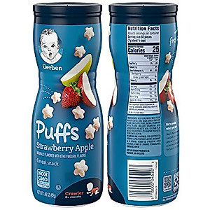 Gerber Puffs Cereal Snack Variety Pack - 1 Strawberry Apple, 1 Banana, 1 Sweet Potato - 1.48 OZ Each (Pack of 3)
