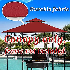 Strong Camel 5FT x 8FT Double Tiered Replacement Canopy Outdoor Grill BBQ Grill Gazebo Replacement Canopy Roof (Burgundy)