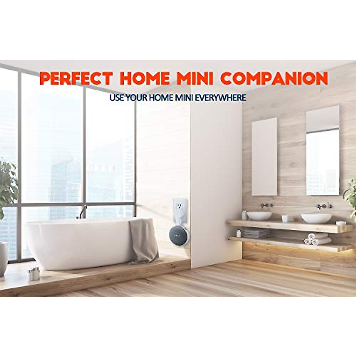 AMORTEK Outlet Wall Mount Holder for Google Nest Mini (Home Mini 2nd Gen and 1st Gen), A Space-Saving Accessories for Google Nest Mini Voice Assistant 2nd Generation (White)