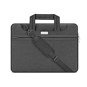 HESTECH Laptop Bag,15.6 Inch Laptop Sleeve Case,Business Briefcase,Water-Repellent Slim Computer Carry Case with Shoulder Strap for 15-16" Hp Dell Acer,Black