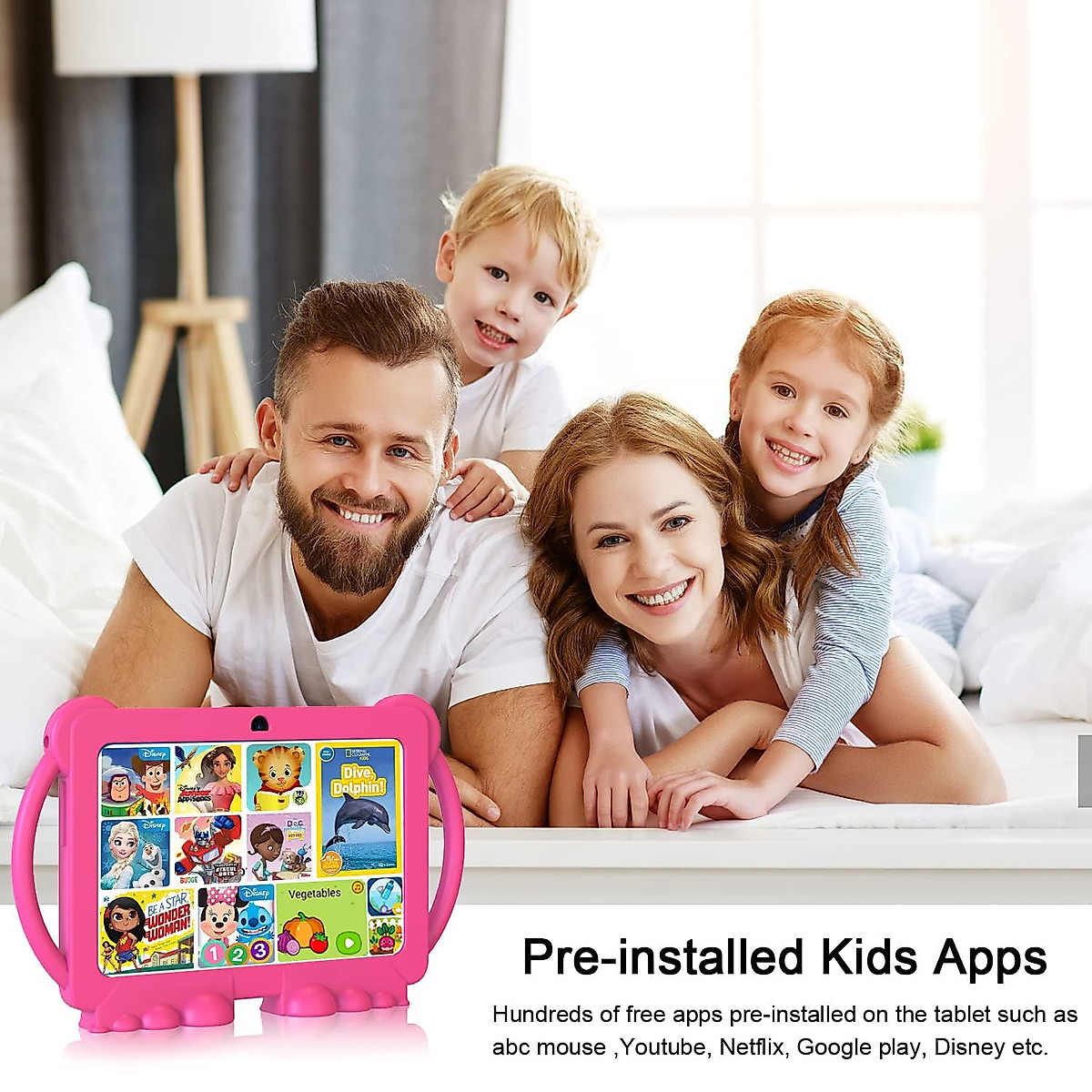 NORTH BISON Kids Tablet, 7 inch Android 11.0 Tablet for Kids, 3GB 32GB Toddler Tablet with Bluetooth-Pink