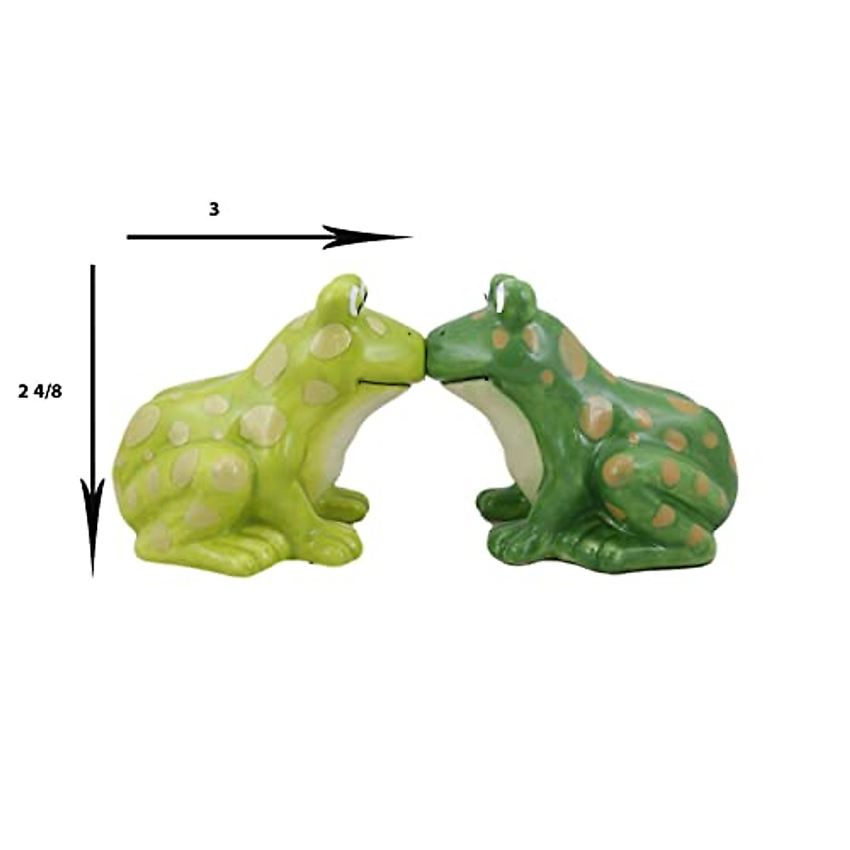 Set Of 1 Green Tree Frogs Toads Kissing Ceramic Salt And Pepper Shakers