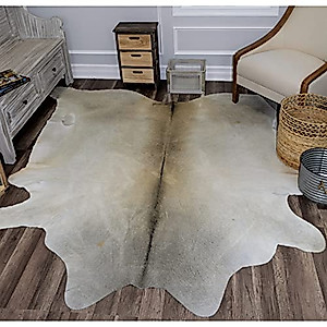 Just Cowhide Large Rug - Gray Cow Skin Hide Grey / White Premium Leather Area 5 ft X 7 Hair On,