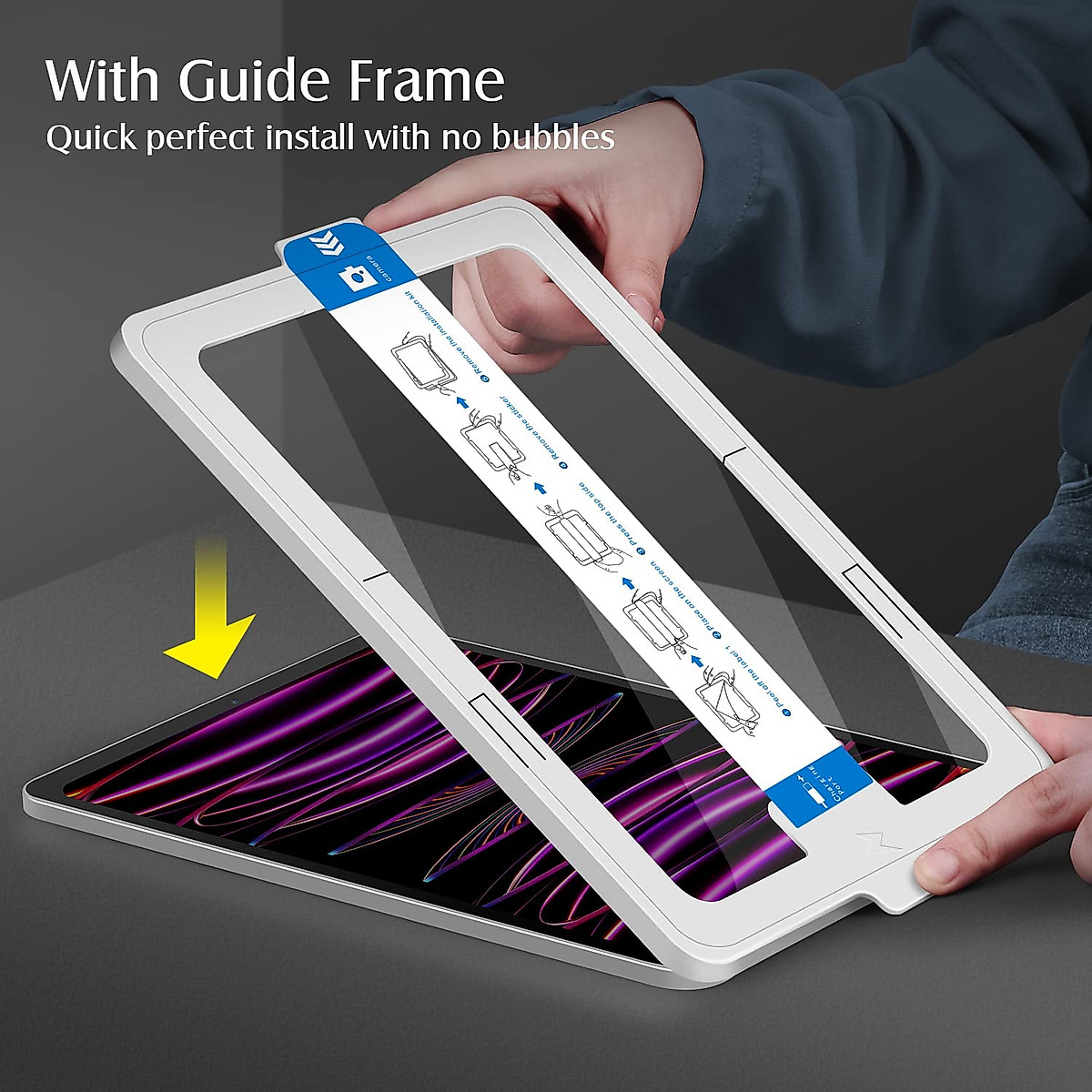 auaua Screen Protector for iPad Pro 12.9 inch 6th/5th/4th/3rd Generation (2022/2021/ 2020/2018), with Easy Installation Tool, 9H Hardness Tempered Glass