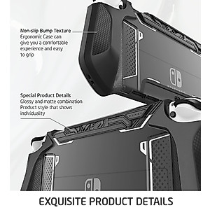 Mumba Dockable Case for Nintendo Switch OLED 2021, Blade Series TPU Grip Protective Cover Accessories Compatible with 7 Inch and Joy-Con Controller (Black)