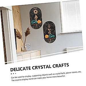 CIYODO 2pcs Storage Wall Shelves Black Wall Shelves Ornament Display Stand Crystals Stones Wall Shelf Stone Shelf Wooden Crystal Rack Ledge Base Hand Frame Party Display Holder Black Shop